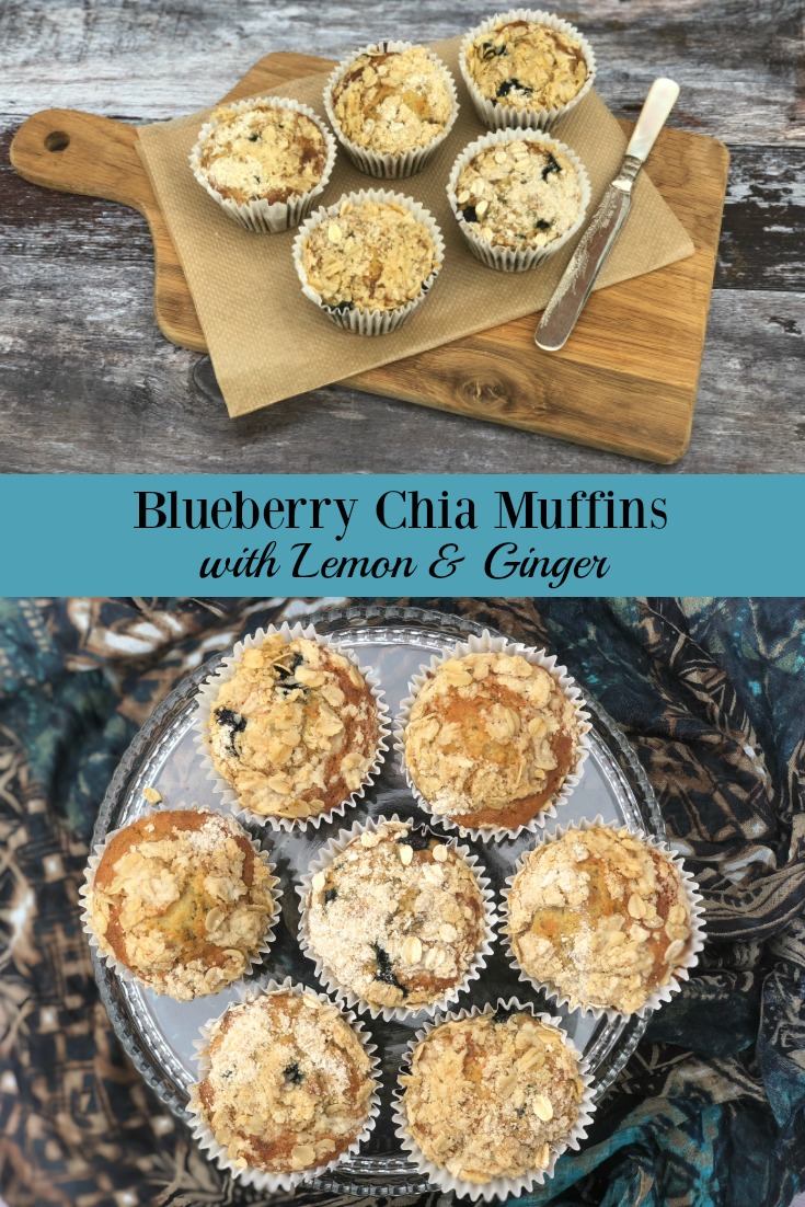 Blueberry Chia Muffins with Lemon & Ginger - April J Harris