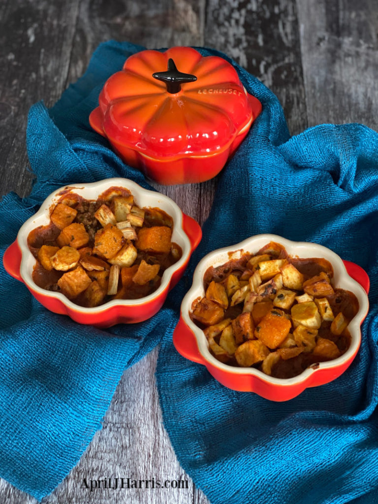 Cottage Pie with Roasted Root Vegetable Topping - April J Harris